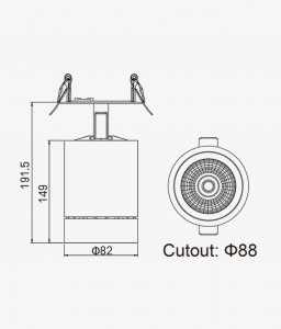 COB LED Spotlight Directional Trimless Recessed Ceiling Light
